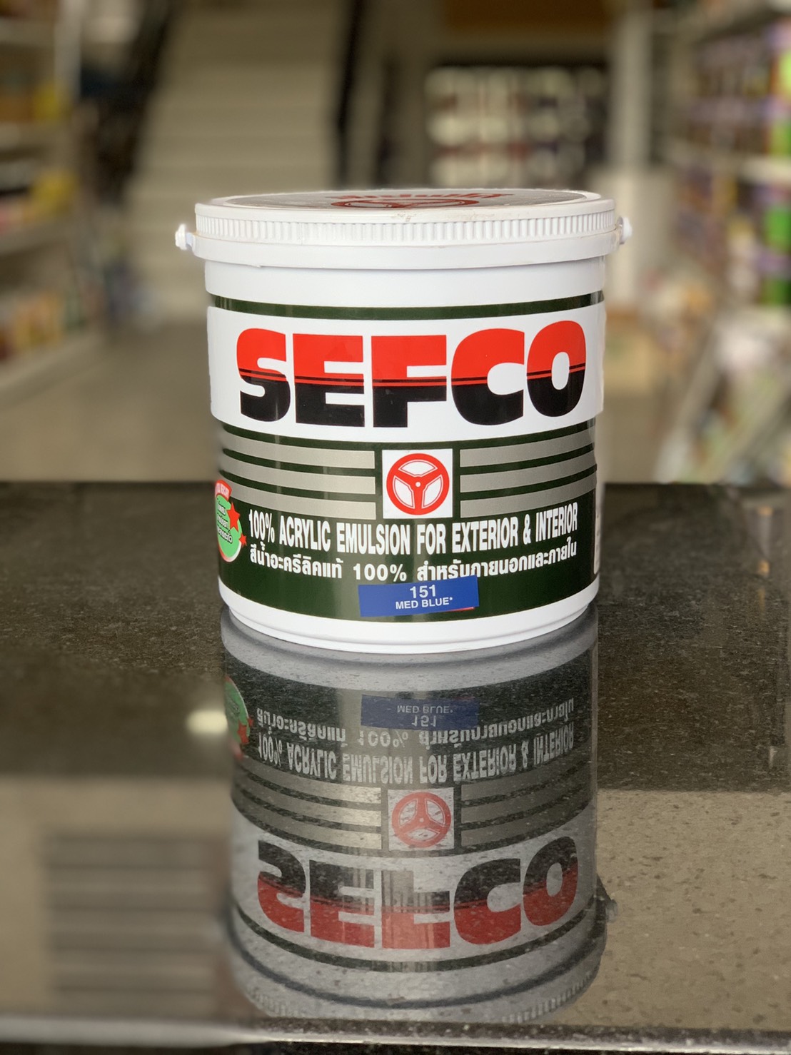 SEFCO สีทาบ้าน สีน้ำอะคริลิคแท้ 100% แม่สี น้ำเงิน เบอร์ 151 ใช้สำหรับทาภายนอกและภายใน 3.5 ลิตร ...